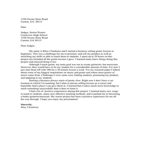 Letter to the judges format bennett 122003 | DOC