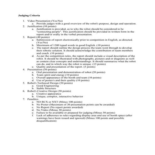 Judging criteria | DOCX