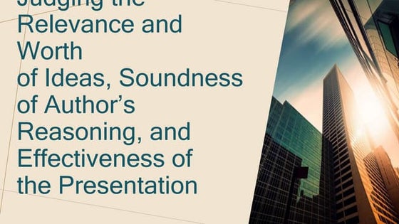 react to lay value judgment on critical issues that demand analysis and ...