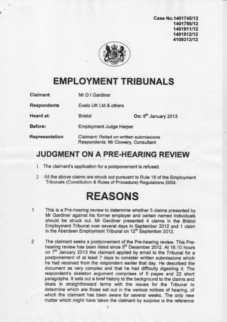 Employment Tribunal Written Submission | PDF | Law