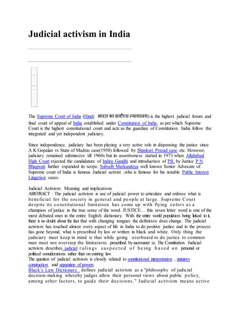 Presentation of judicial review and judicial activism | PPT