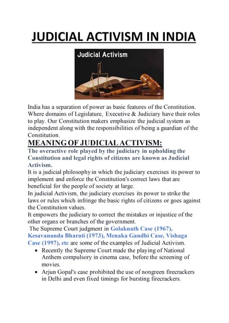 Presentation of judicial review and judicial activism | PDF