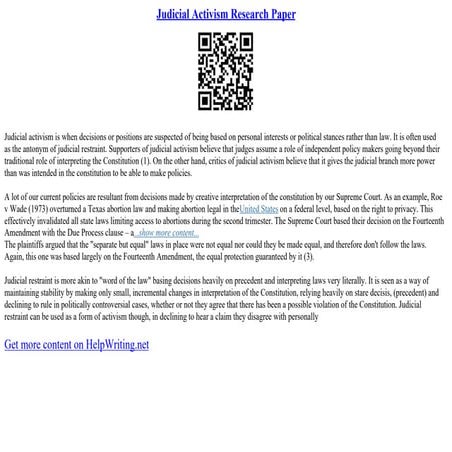 Judicial Activism Research Paper | PDF