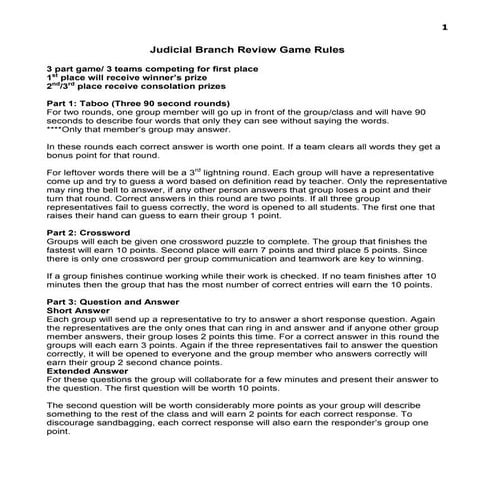 Judicial branch Review Game | PDF