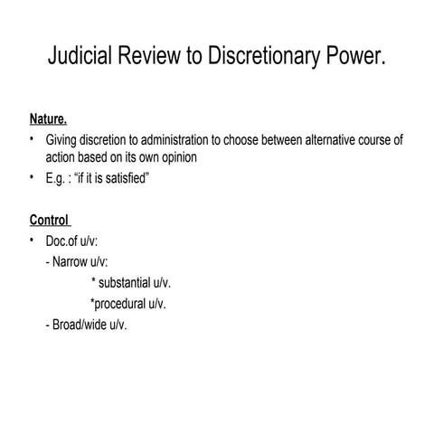Judicial review to discretionary power | PPT