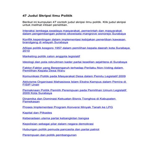Judul Skripsi Politik | PDF