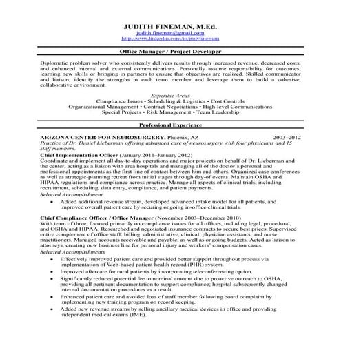 Judy Fineman, M.Ed Resume | PDF