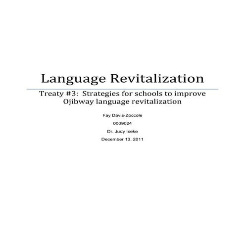 Language Revitalization in Treaty #3 Schools | PDF