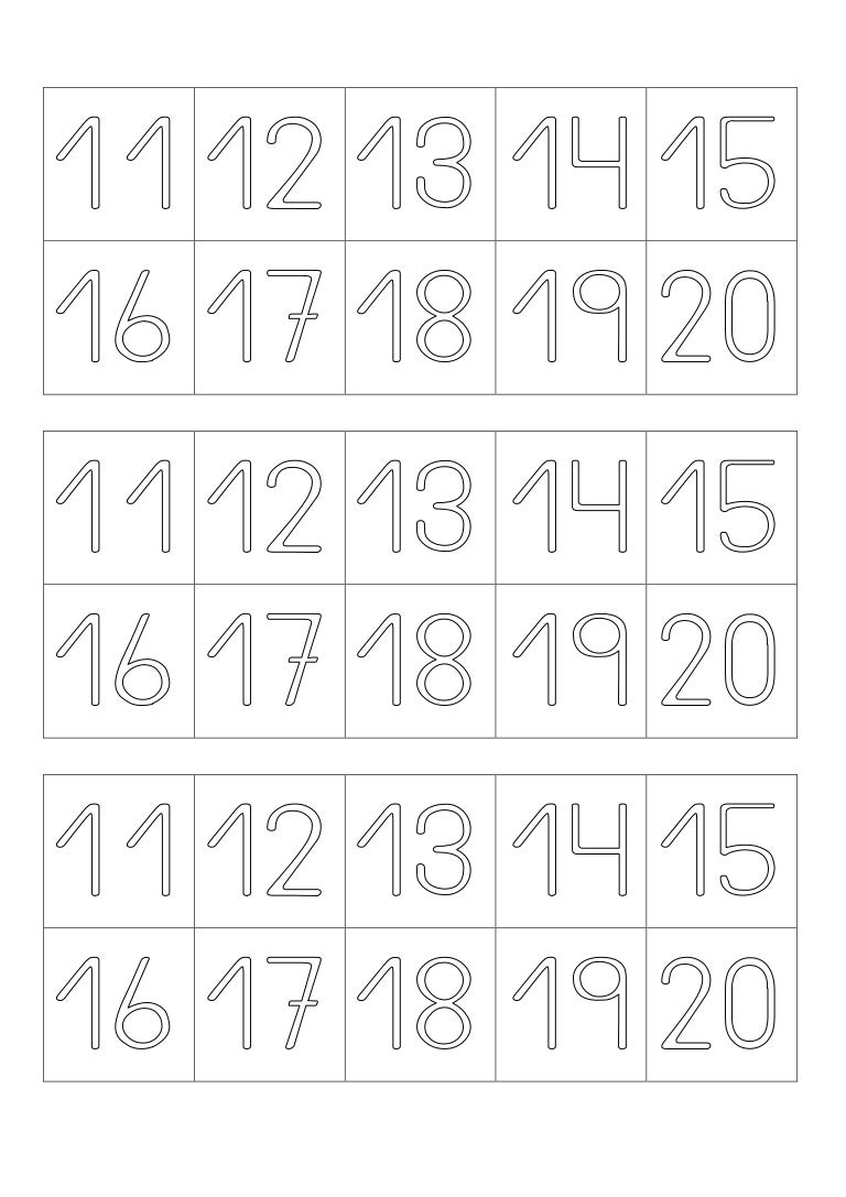 Juego tarjetas números hasta el 20