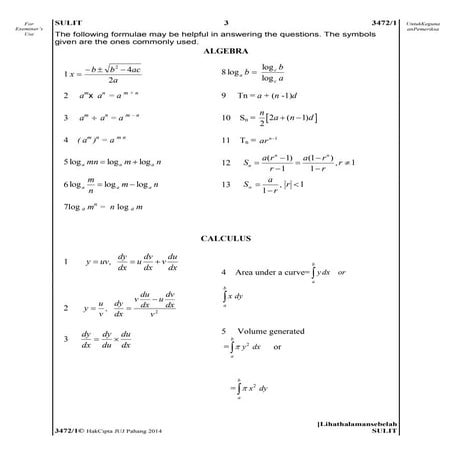 Juj pahang 2014 add math spm k1 set 2 | PDF