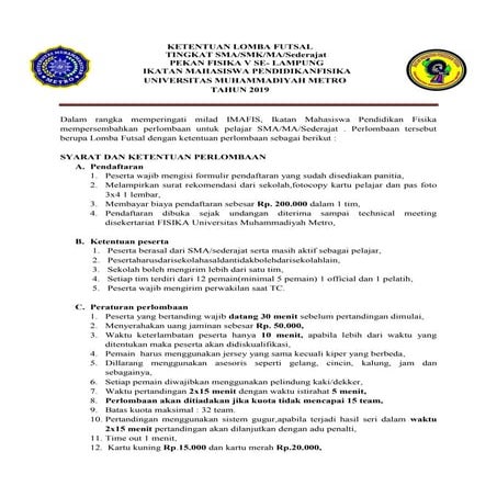 Juknis lomba futsal sma | PDF