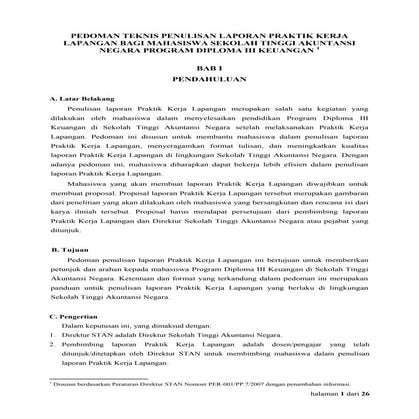 Juknis penulisan pkl stan | PDF