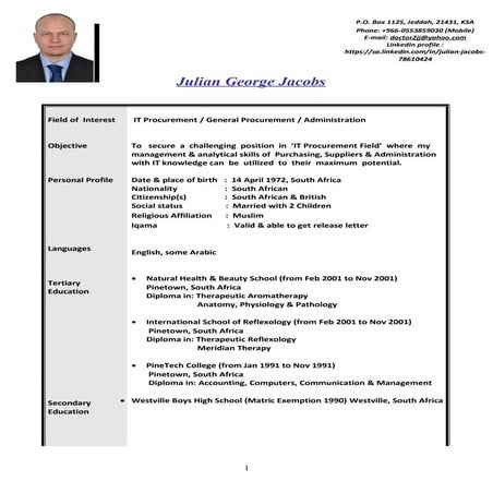 Julian's Jacobs NEW CV | PDF