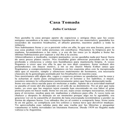 Julio Cortázar - Casa Tomada | PDF