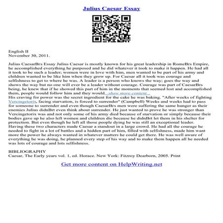 Julius Caesar Essay Questions | PDF