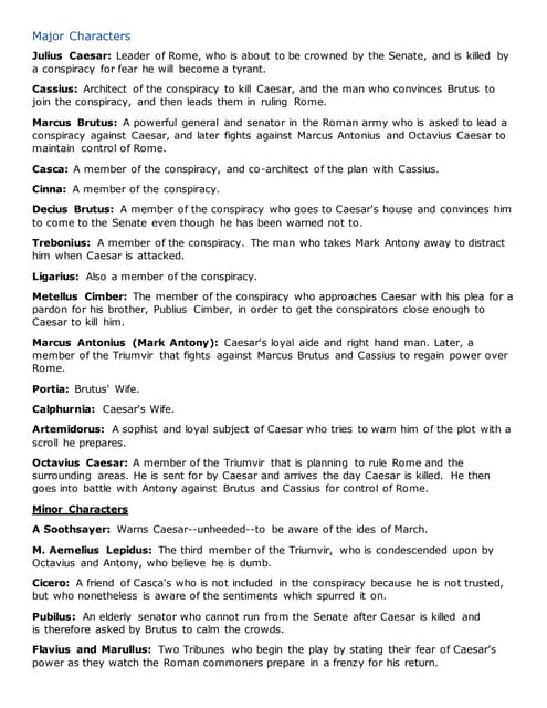 Julius Caesar- Summary and character sketchs of main characters. | PPTX ...
