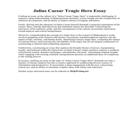 Julius Caesar Tragic Hero Essay | PDF | Law