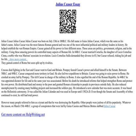 Julius Ceaser Essay | PPT | Free Download