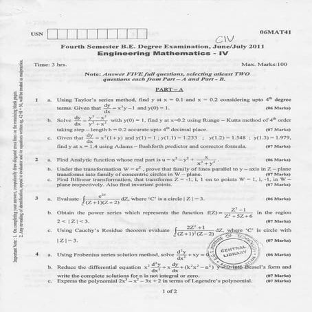 4th semester Civil Engineering (2011-July) Question Papers | PDF