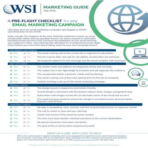 A PRE-FLIGHT CHECKLIST For An Email Marketing Campaign | PDF