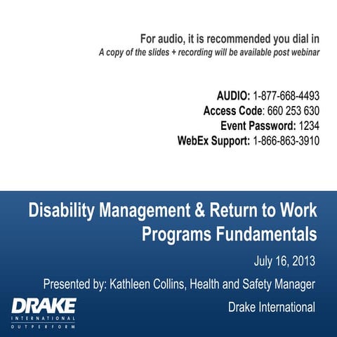 Disability Management and Return to Work Programs Fundamentals | PDF