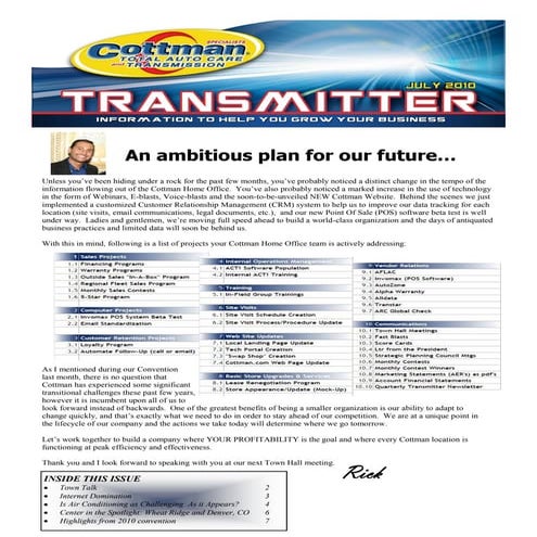 Cottman Internal Newsletter Sample Q3 2010 | PDF