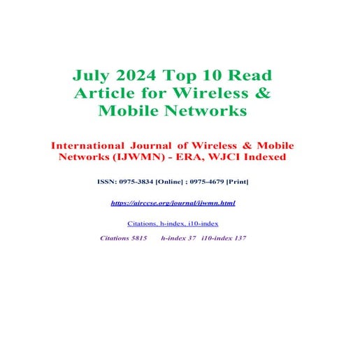 July 2024 - Top 10 Read Articles in Wireless & Mobile Networks | PDF