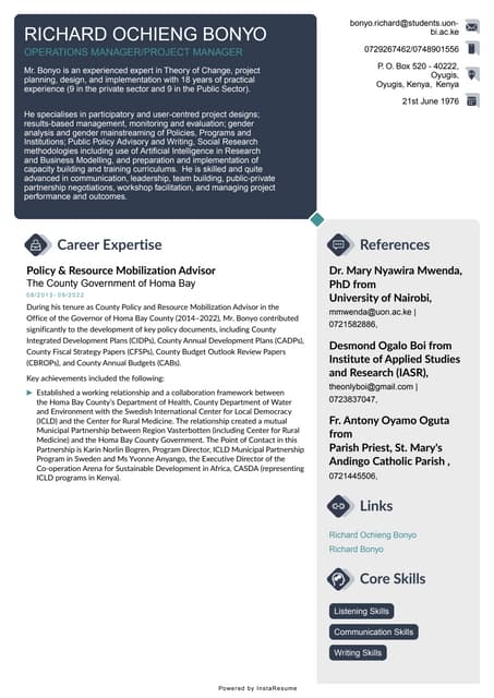 CV Richard Bonyo - The Second Version 25 | PDF