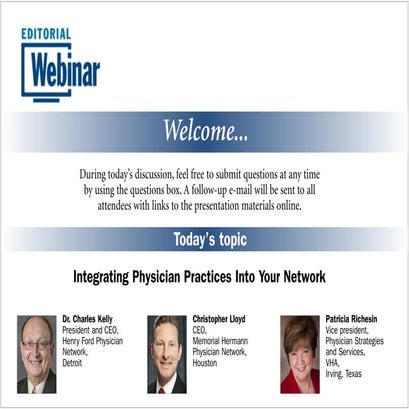 Webinar: Integrating Physician Practices into Your Network | PPT