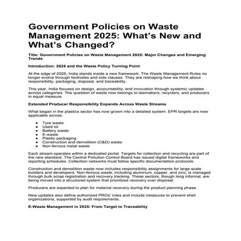 Government Policies on Waste Management 2025: Major Changes and ...