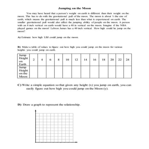 Jumping on the moon activity | DOCX