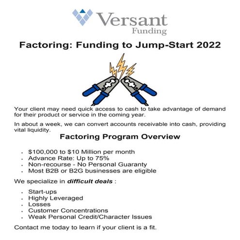 Jump Start 2022 with Funding from Account Receivable Factoring | PDF