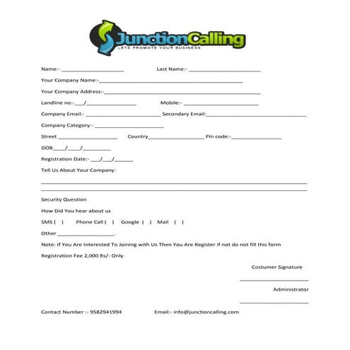 Junction calling form | DOCX