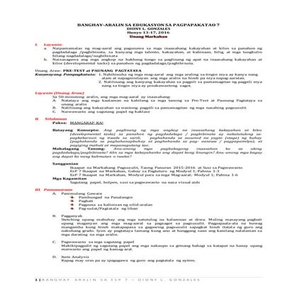 Sample Semi-Detailed LP EsP 7 | DOCX