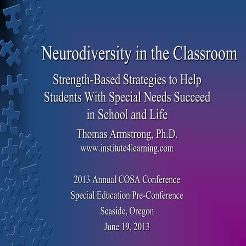 June 19, 2013 - Keynote - Neurodiversity in the Classroom - Seaside ...