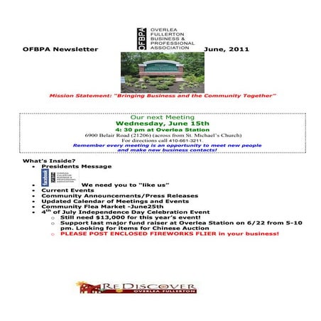 June 2011 newsletter ofbpa | PDF