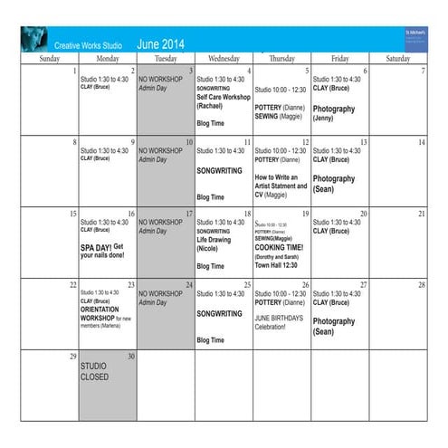 June 2014 program calendar | PPT