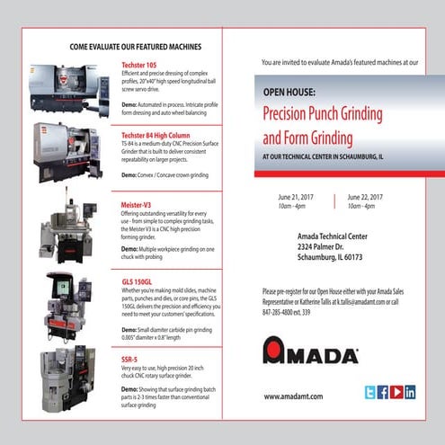 Amada America Machine Tools - CNC Grinders - June 2017 Open House | PDF