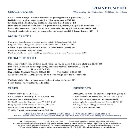 The Lokal Dinner Menu (As of June 2019) | PDF