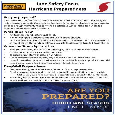 Hurricane Readiness Flyers Hurricane Preparedness & Response For