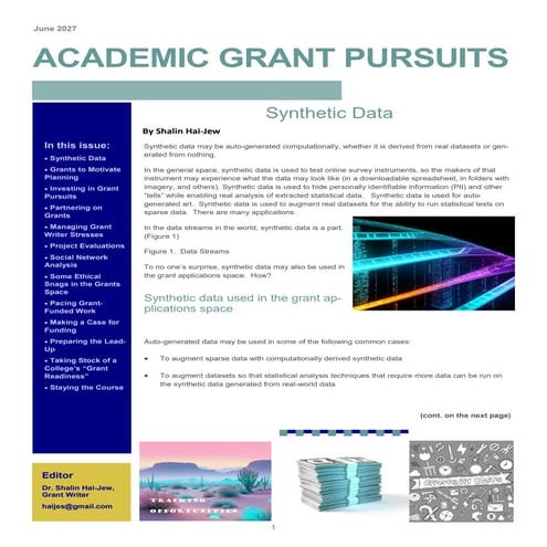 Academic Grant Pursuits Newsletter - June 2027 | PDF