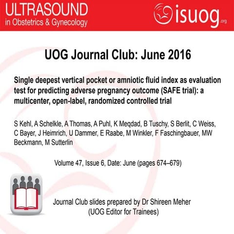 UOG Journal Club: Single deepest vertical pocket or amniotic fluid ...