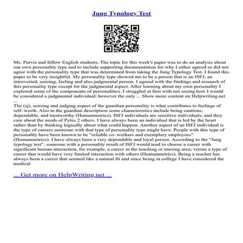 Jung Typology Test | PDF