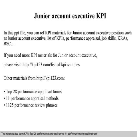 Junior account executive kpi | PPT