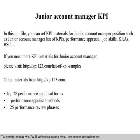 Junior account manager kpi | PPT