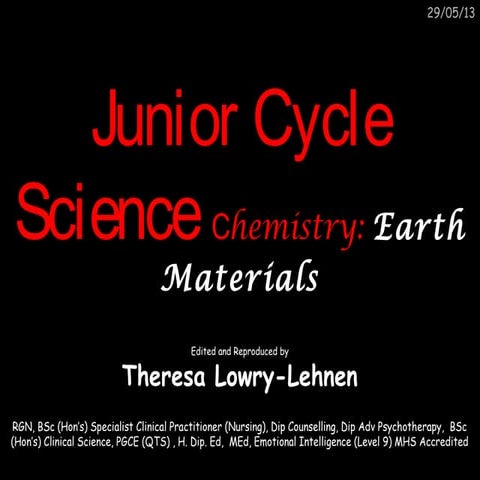 Junior cycle science chemistry earth materials | PPT