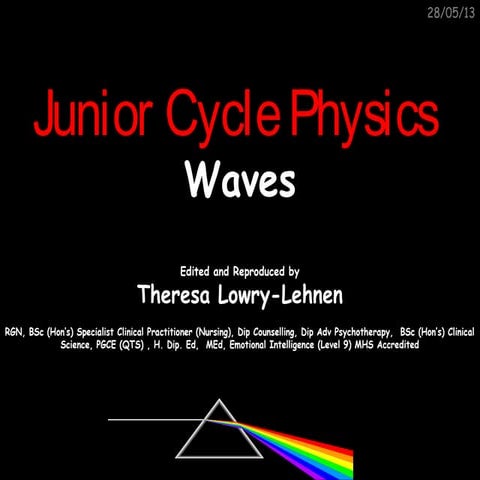Junior cycle science physics waves. By Theresa Lowry-Lehnen. Science ...