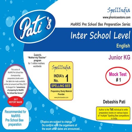 MOCK TEST 1 : JUNIOR KG INTER SCHOOL | PDF