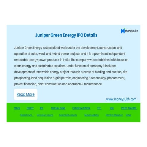 Juniper Green Energy IPO Details: Launch Date | PDF