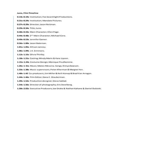 Three Film Opening Timelines | DOCX